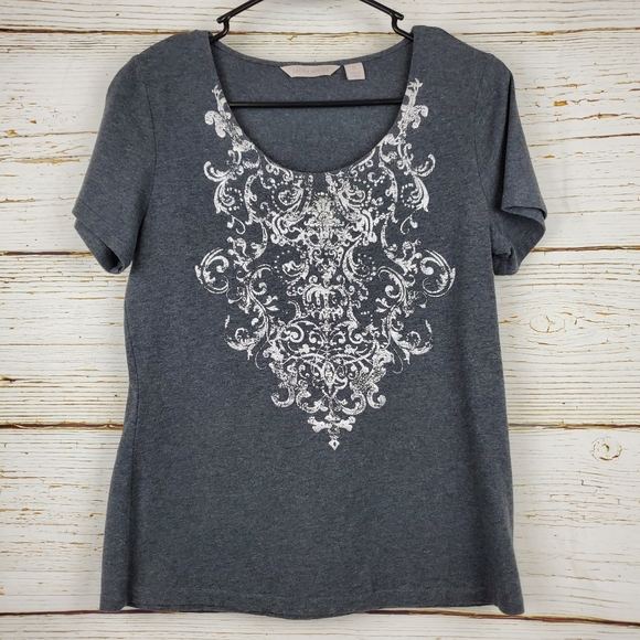 Laura Ashley | Tops | Laura Ashley Silver Embellished Top | Poshmark